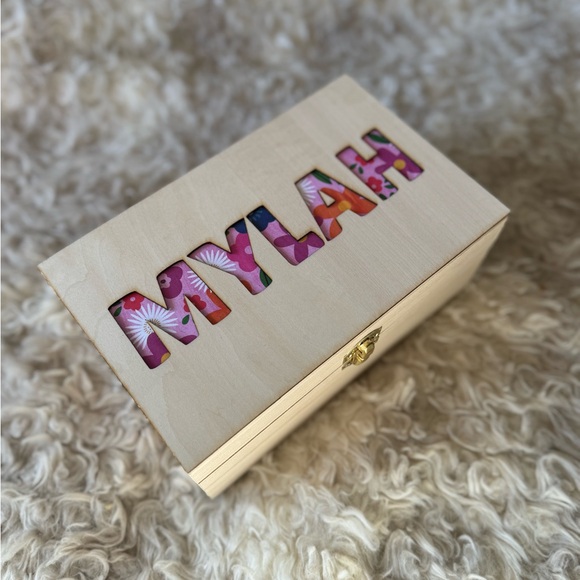 Accessories | Custom Wooden Name Box With Floral Design | Poshmark